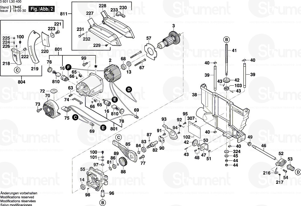 Запчасти для настольной пилы Bosch GTS 10 XC (3601L30400) EU ᐉ купить ...